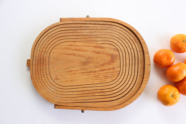 Wooden Expandable Bowl, Mid Century Folding Accordion Bowl - Mendez Manor