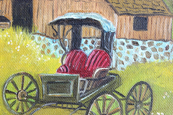 Acrylic On Canvas, Farmhouse & Carriage Scene, Framed Artwork - Mendez ...