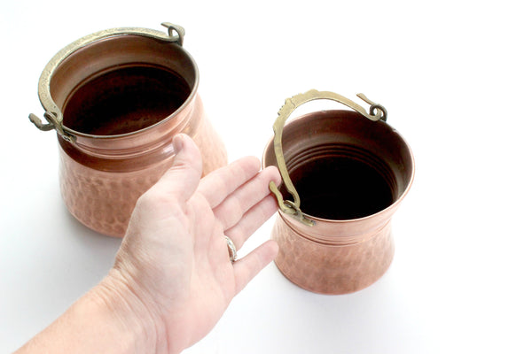 Vintage Copper Buckets, Kitchen Decor, Planters - Mendez Manor